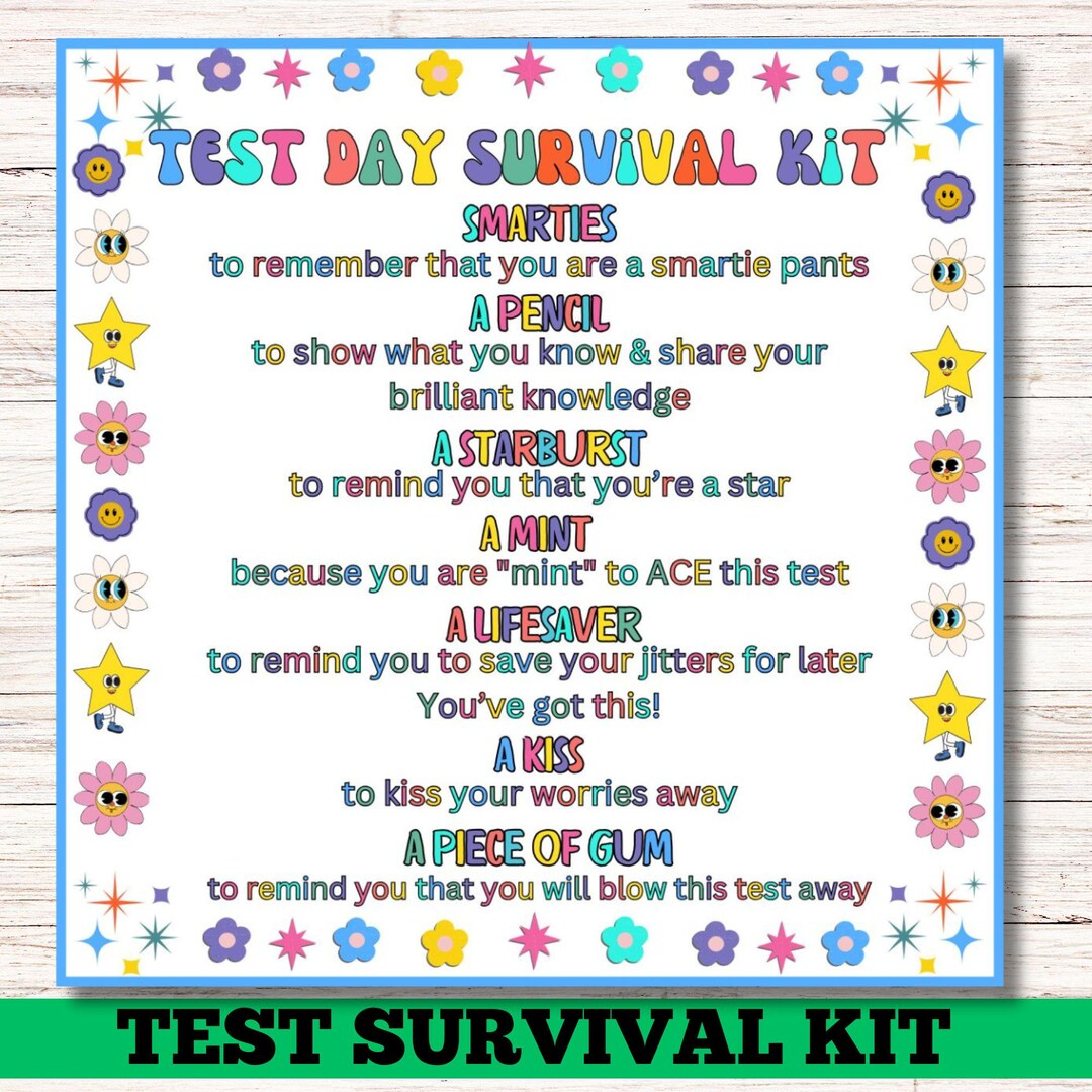 Testing Day Snack Tag Printable Classroom Treat Tag, Test Printable ...