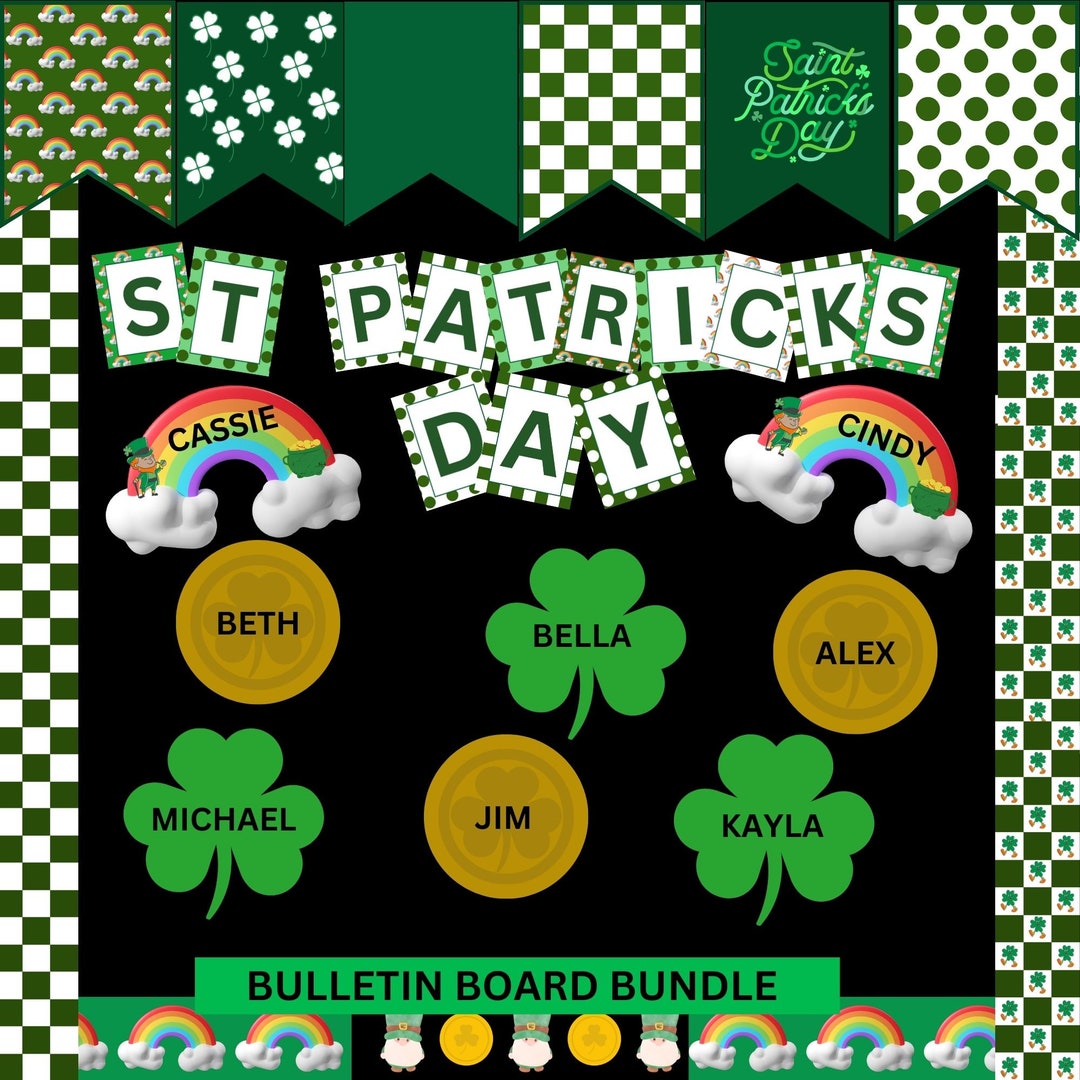 St Patricks Day Bulletin Board Kit Printable Editable, St Patricks Day ...
