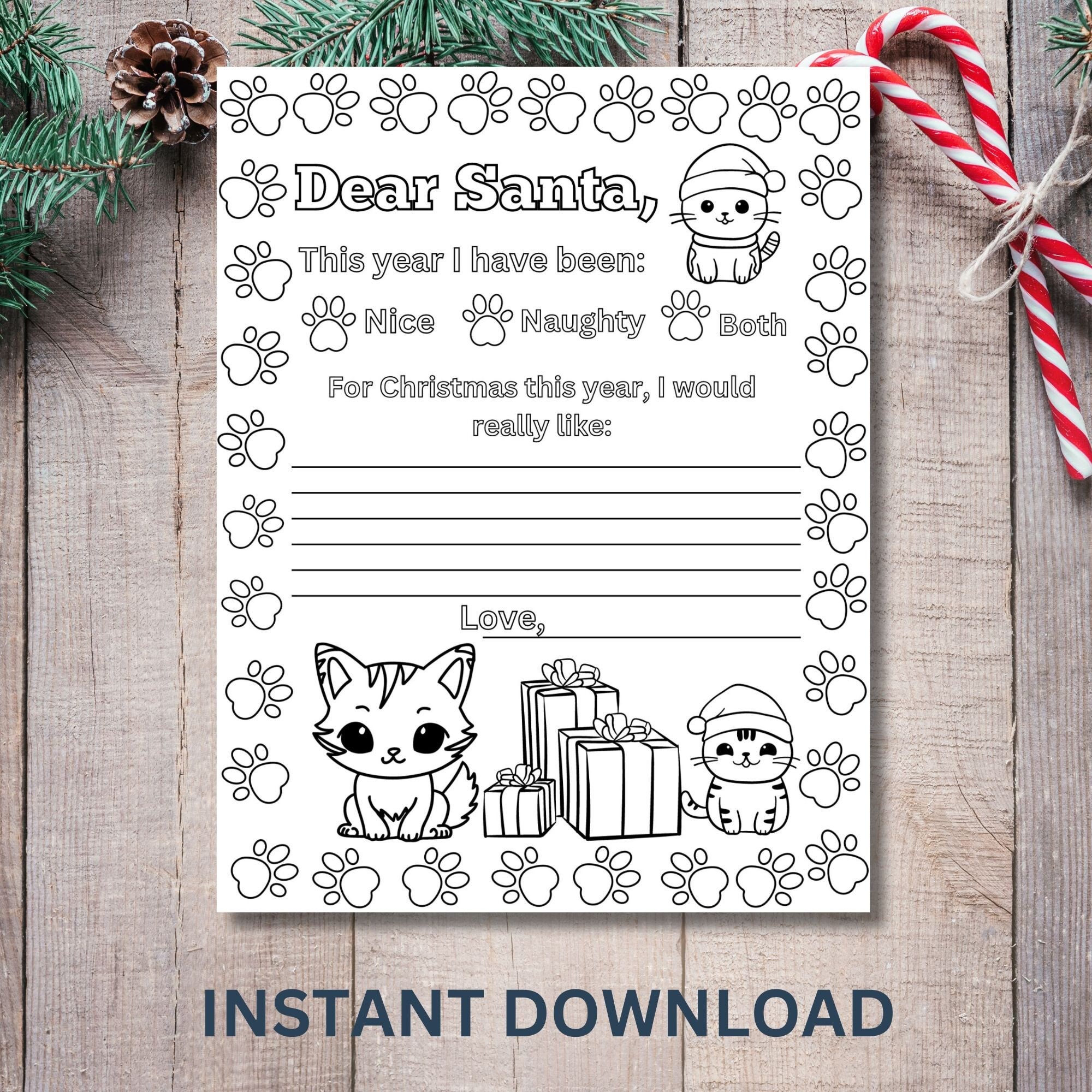 Letter to Santa Coloring Page, Santa Letter, Letter to Santa, Kids ...
