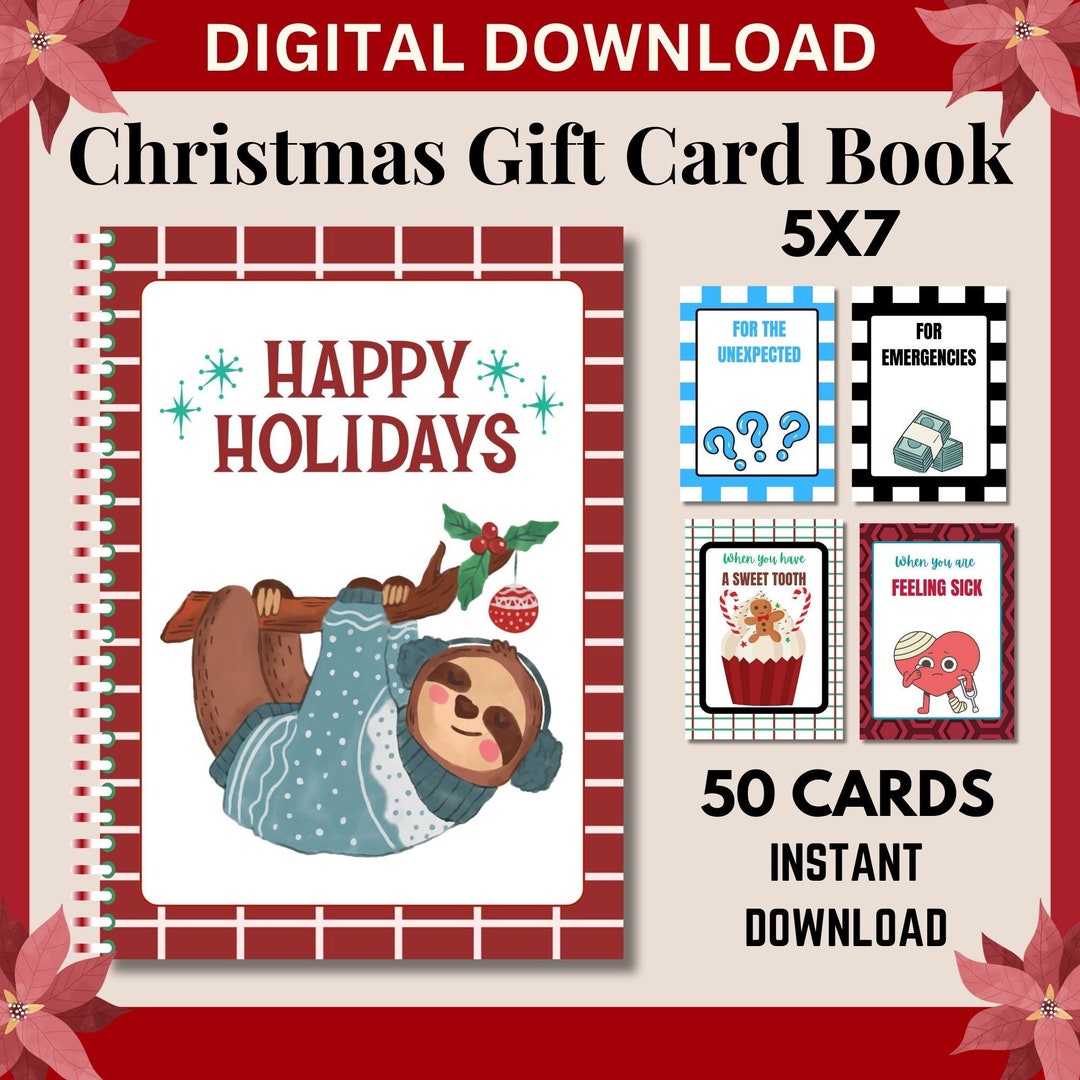 Christmas Gift Card Book, Printable Christmas Gift for Kids, Christmas ...