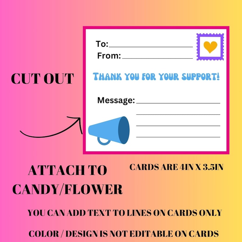 Cheer Fundraiser Candy Gram Printable Editable, Flower Gram Fundraiser ...