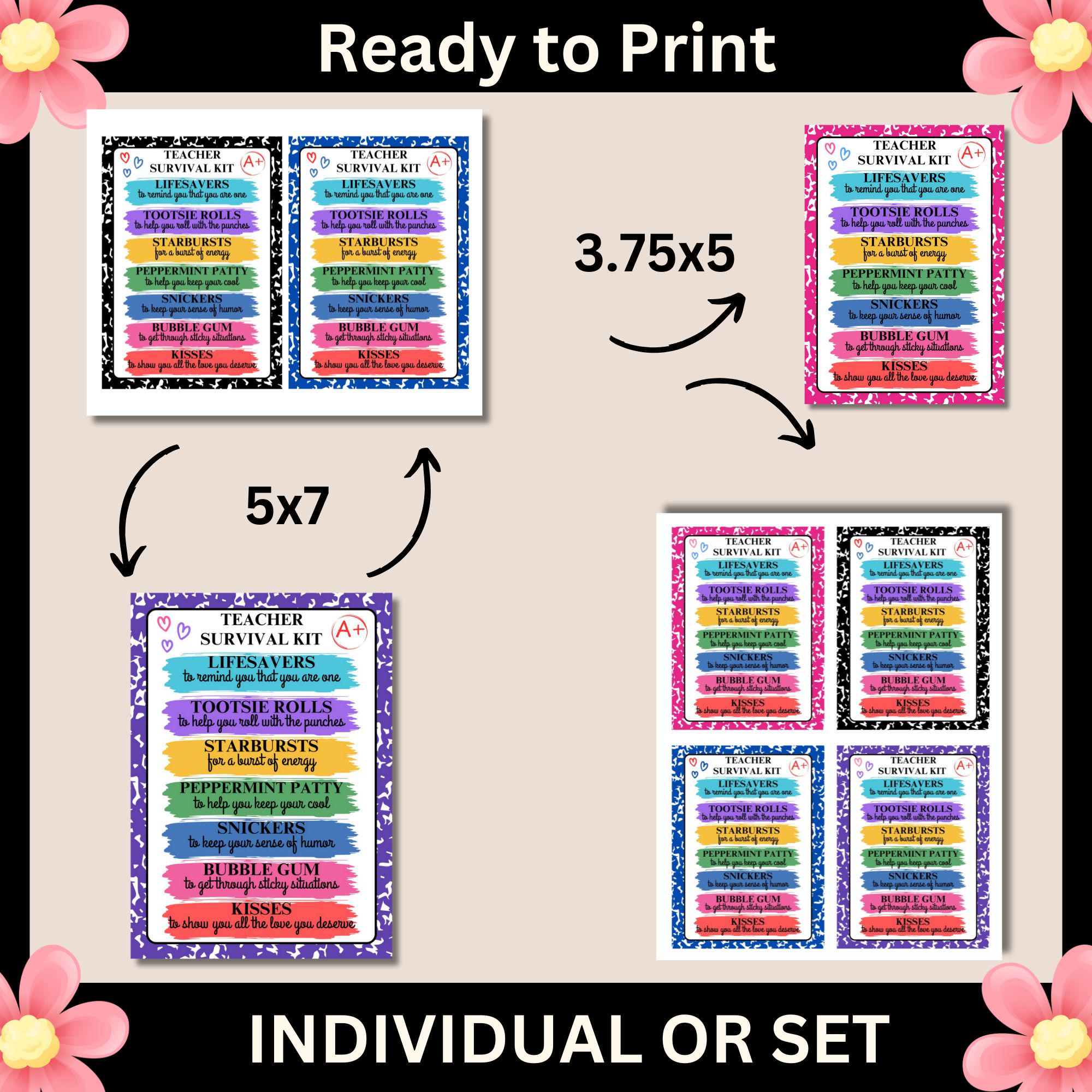 Teacher Survival Kit Tag Editable, Back to School Teacher Gift, Teacher ...