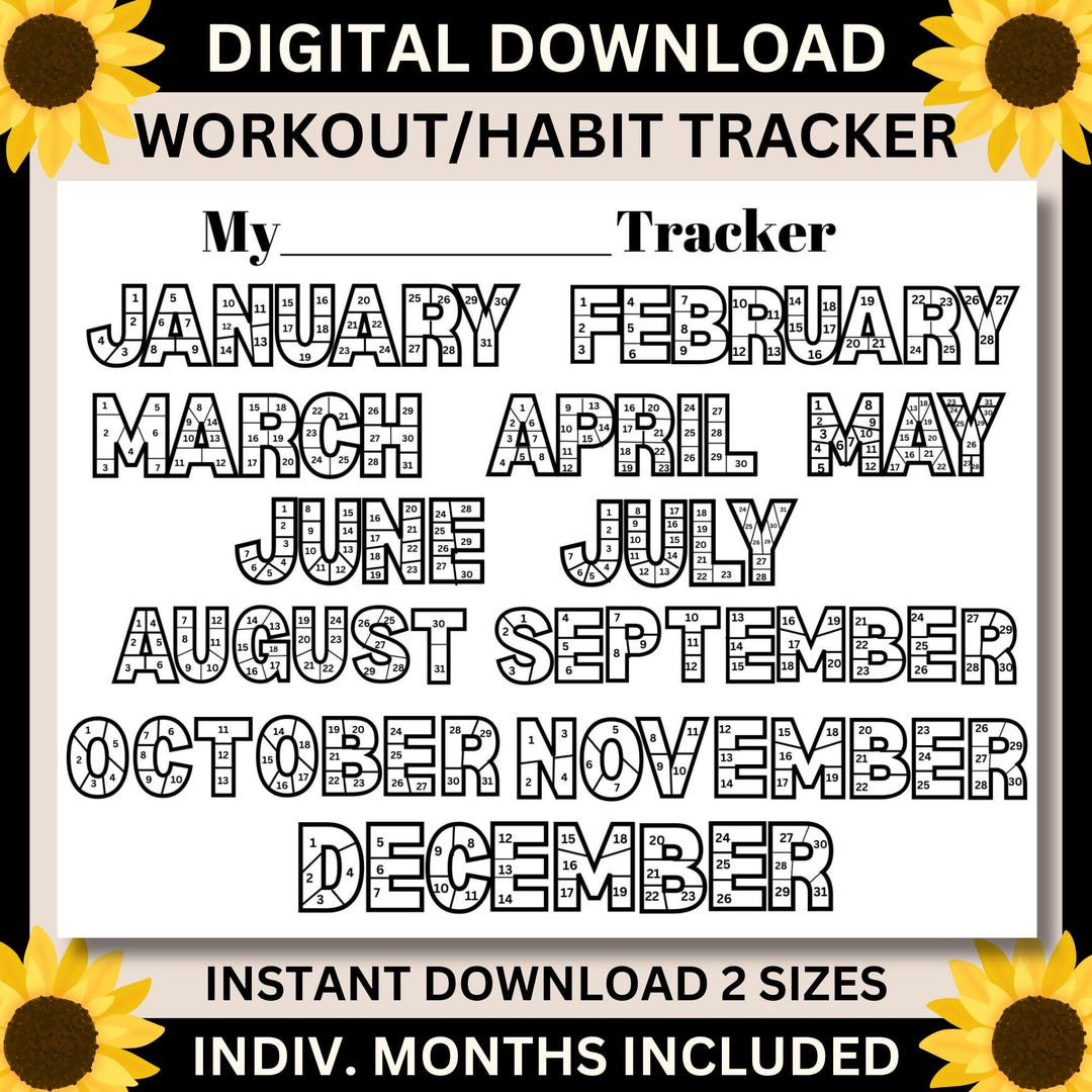 2026 Workout Tracker Coloring Page Printable, Coloring Workout Calendar ...