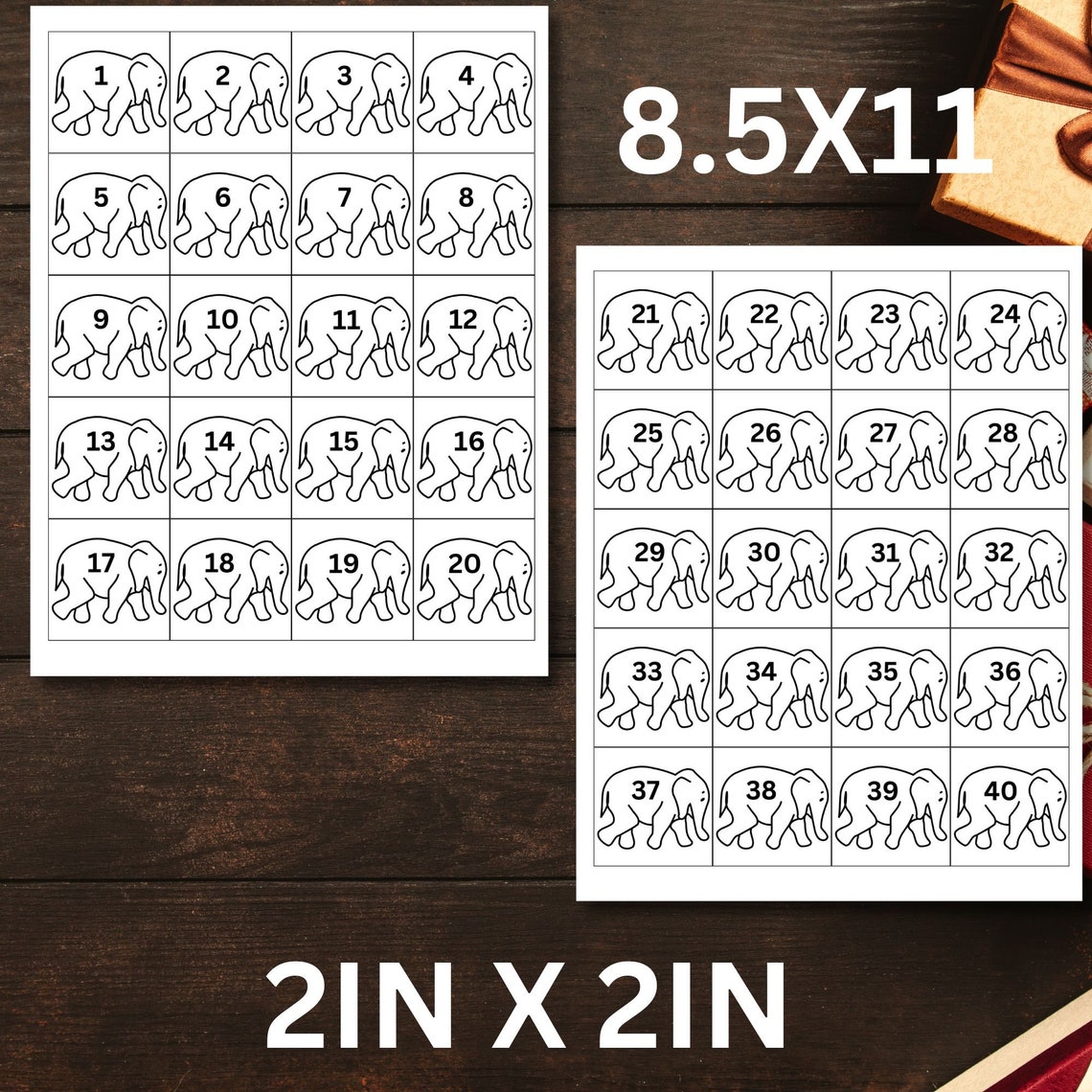 White Elephant Gift Exchange Number Cards Printable Instant Digital ...