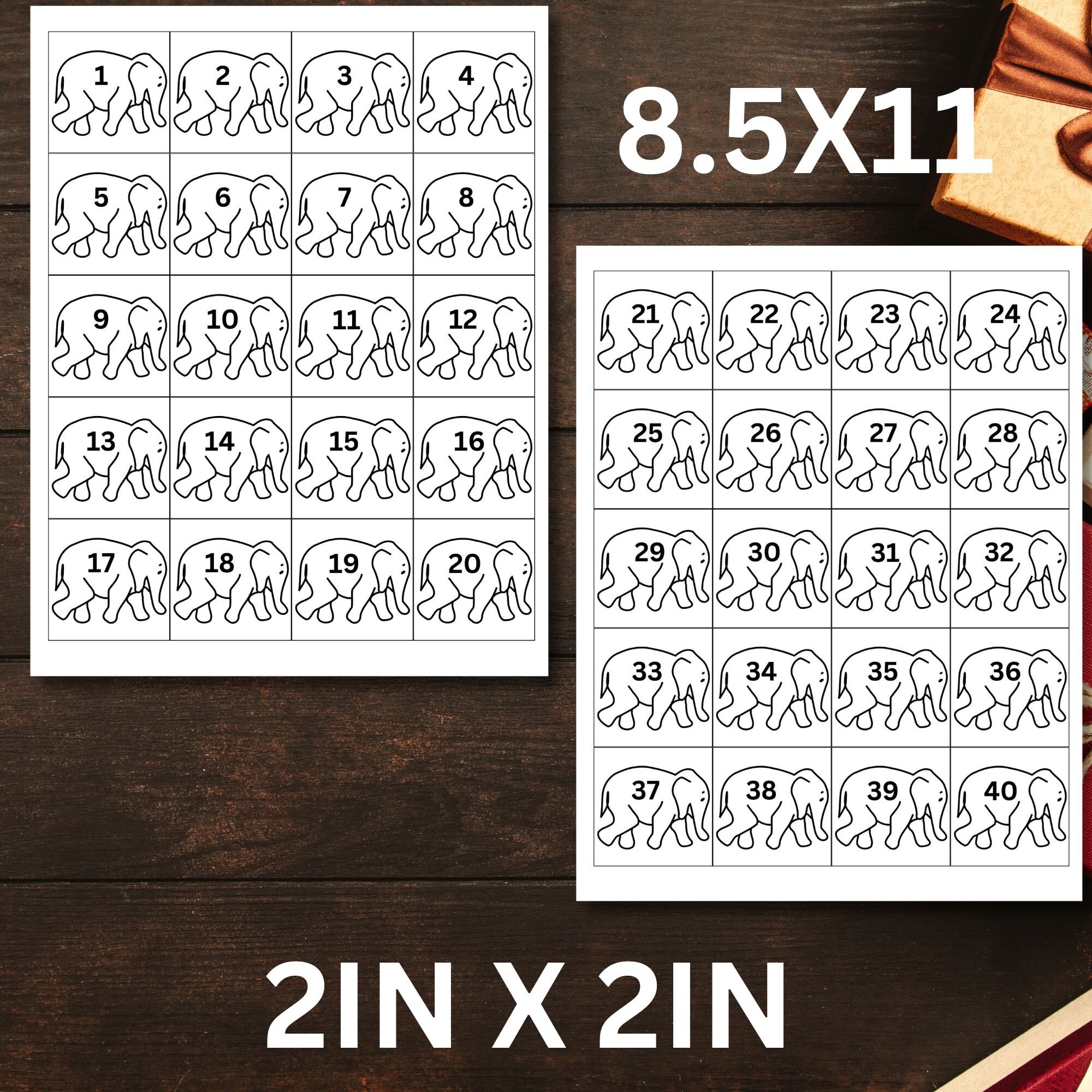 White Elephant Gift Exchange Number Cards Printable Instant Digital ...