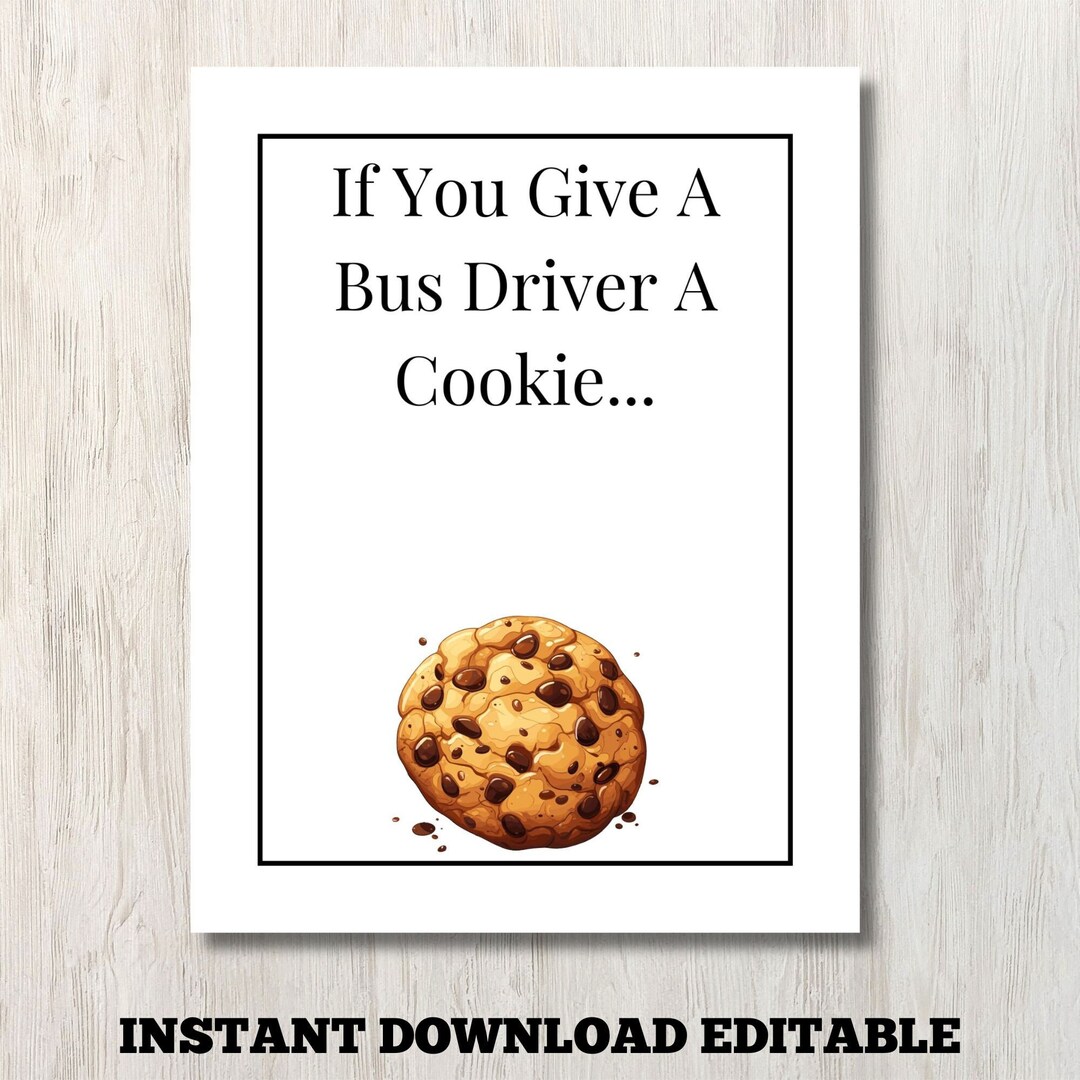 Bus Driver Appreciation Gift Card Book: Cookie Theme (digital Download ...