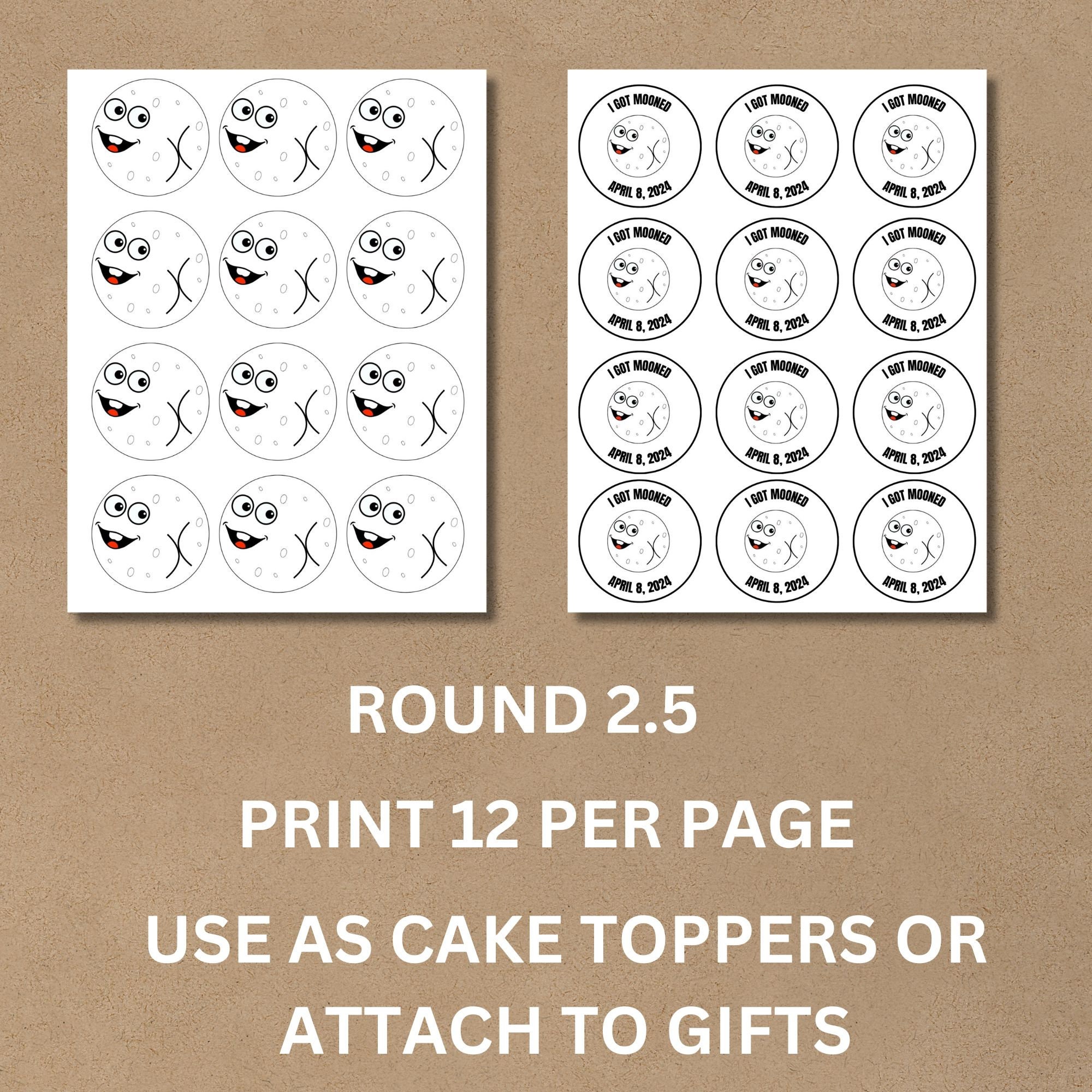 Solar Eclipse 2024 Printable Party Supplies Gift Tags, Total Lunar ...