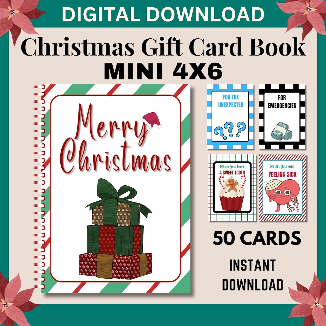 Christmas Gift Card Book, Mini Gift Card Book, Printable Christmas Gift ...