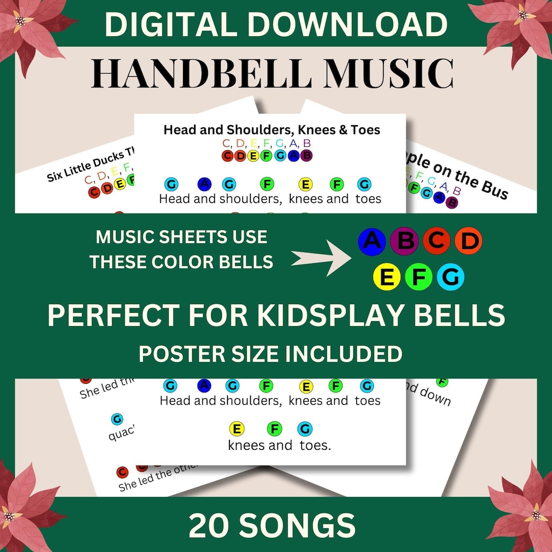 Color Coded Handbell Music: 20 Printable Songs (digital Download) - Etsy