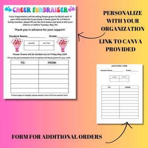 Cheer Fundraiser Candy Gram & Flower Gram Template (printable Editable ...