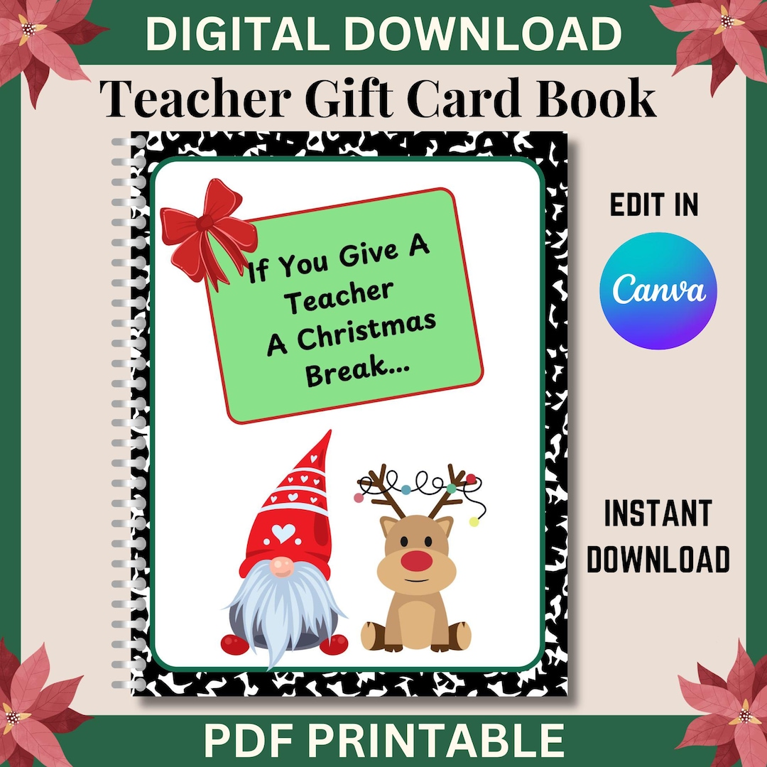 If You Give a Teacher a Cookie Gift Book Printable, Teacher Christmas ...