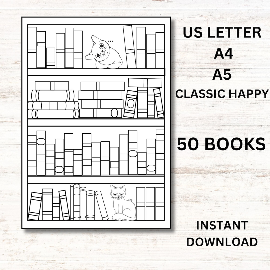 Printable Book Shelf Tracker 50 Count, Books Read Tracker, Daily ...