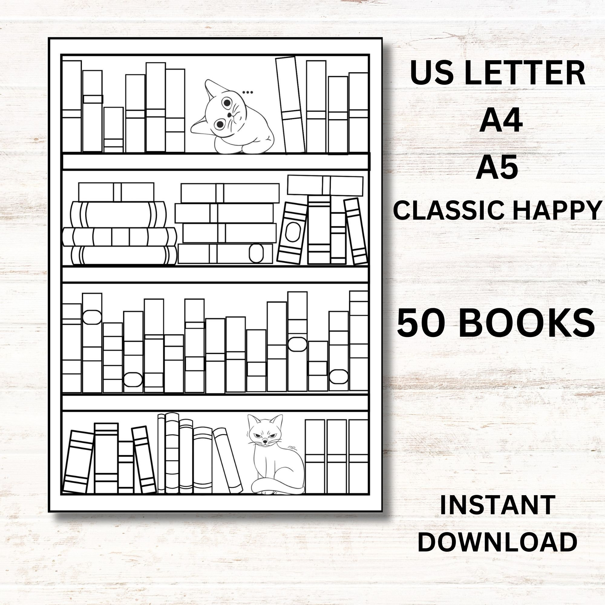 Printable Book Shelf Tracker 50 Count, Books Read Tracker, Daily ...