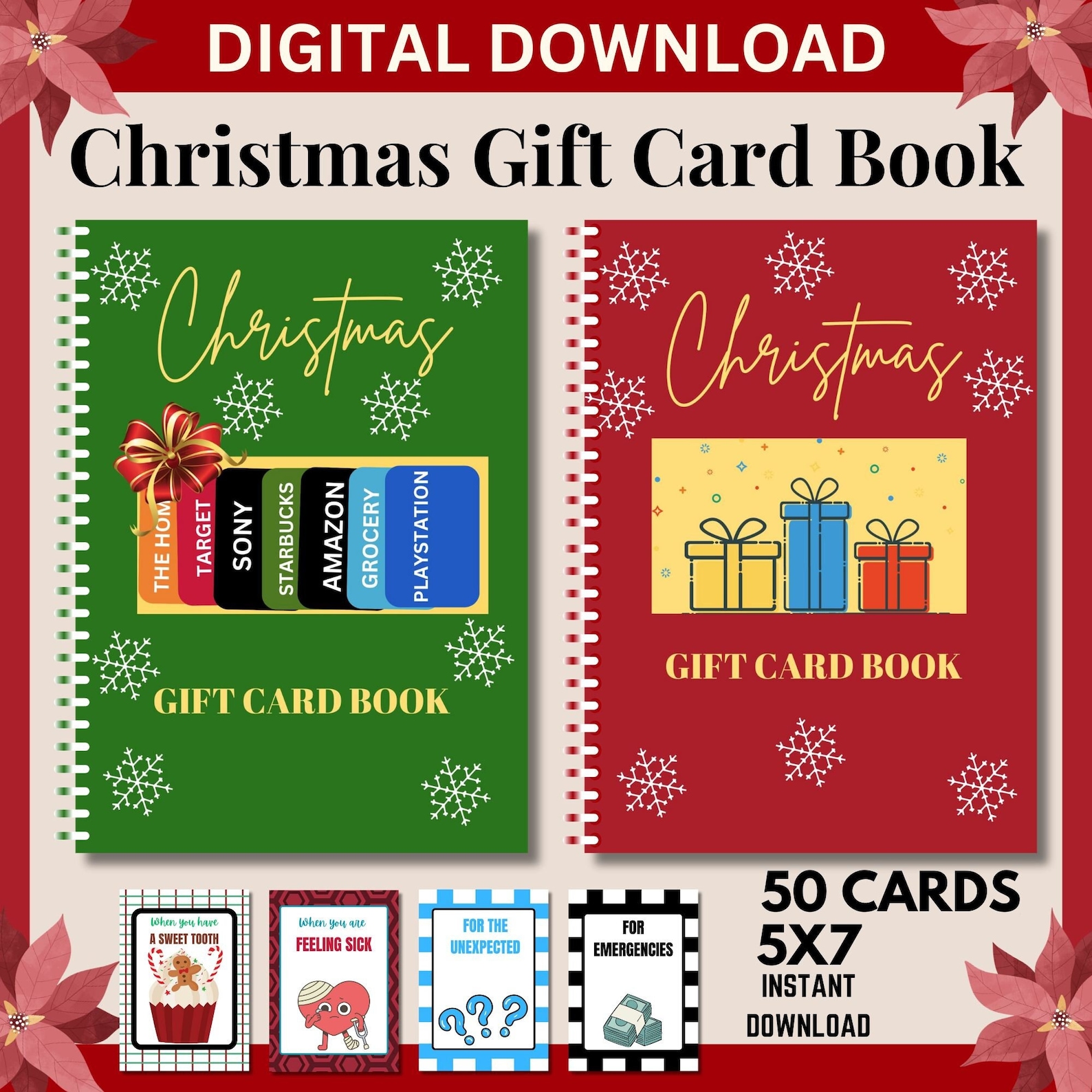Christmas Gift Card Book, Printable Christmas Gift for Kids, Christmas ...