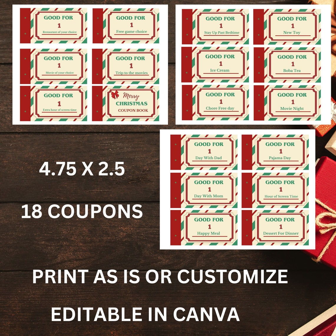 Christmas Coupon Book EDITABLE, Printable Coupon Book Template, Custom ...