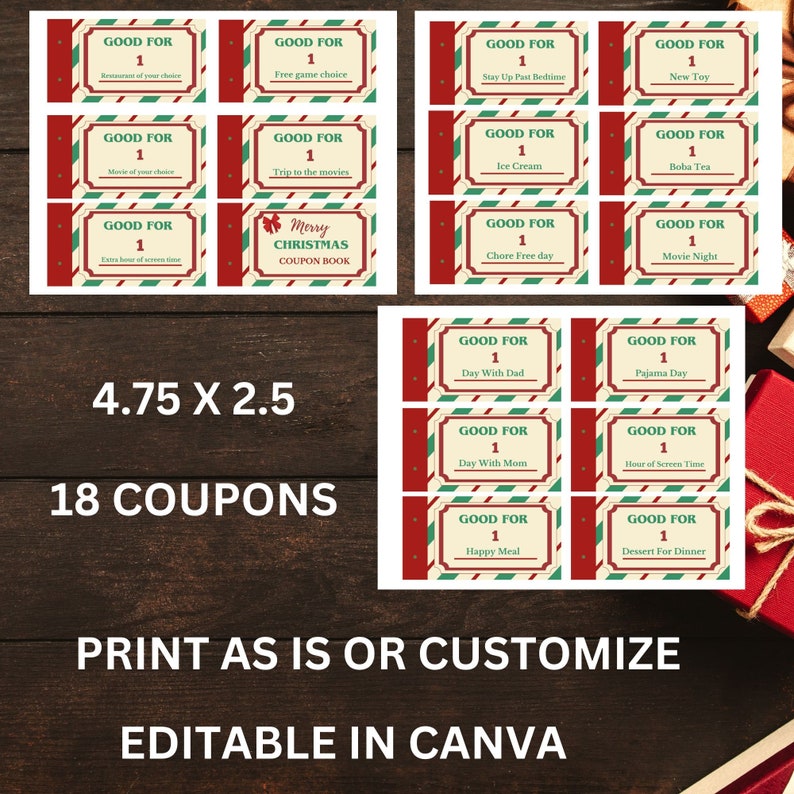 Christmas Coupon Book EDITABLE, Printable Coupon Book Template, Custom ...