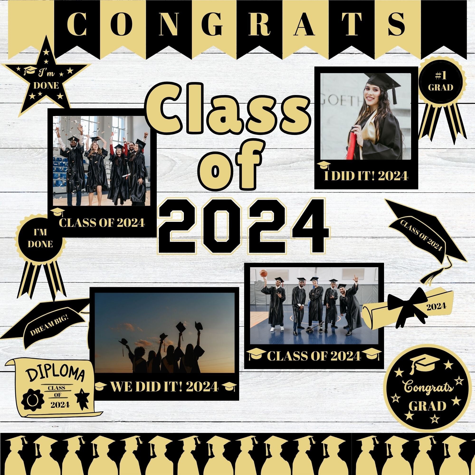 Graduation Bulletin Board Kit Printable, May Bulletin Board, Spring ...