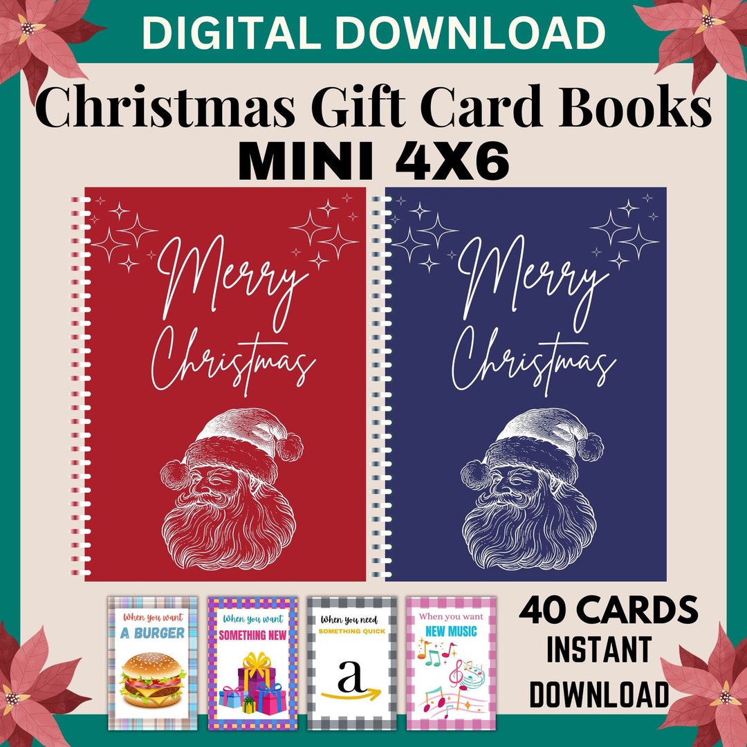 Christmas Gift Card Book, Mini Gift Card Book, Printable Christmas Gift ...