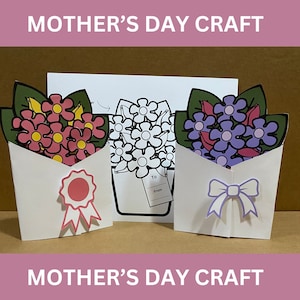 Printable Mother's Day Coloring Card Craft, DIY Card, Instant Download ...