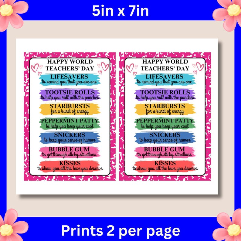 World Teachers Day Gift Tag: Printable Survival Kit (PDF) - Etsy