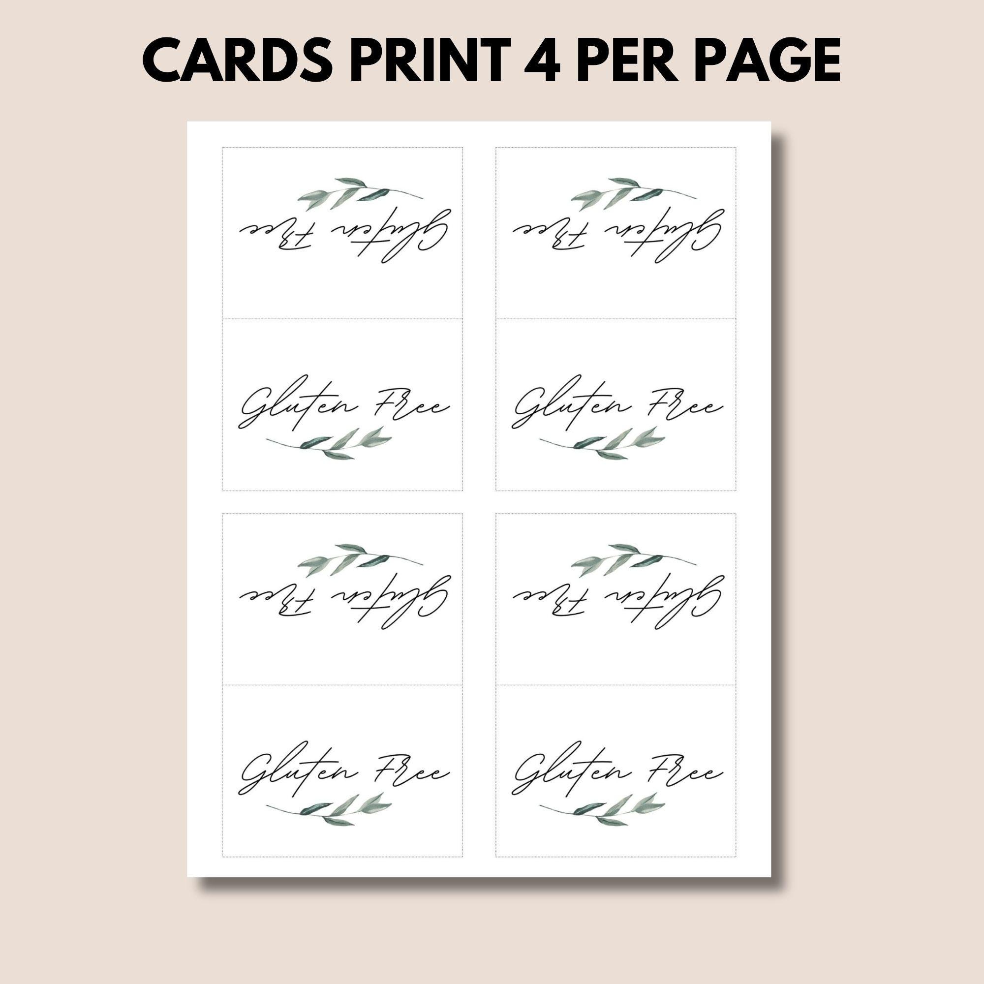 Gluten Free Table Tent , Gluten Free Food Sign, Wedding Signs, Wedding ...