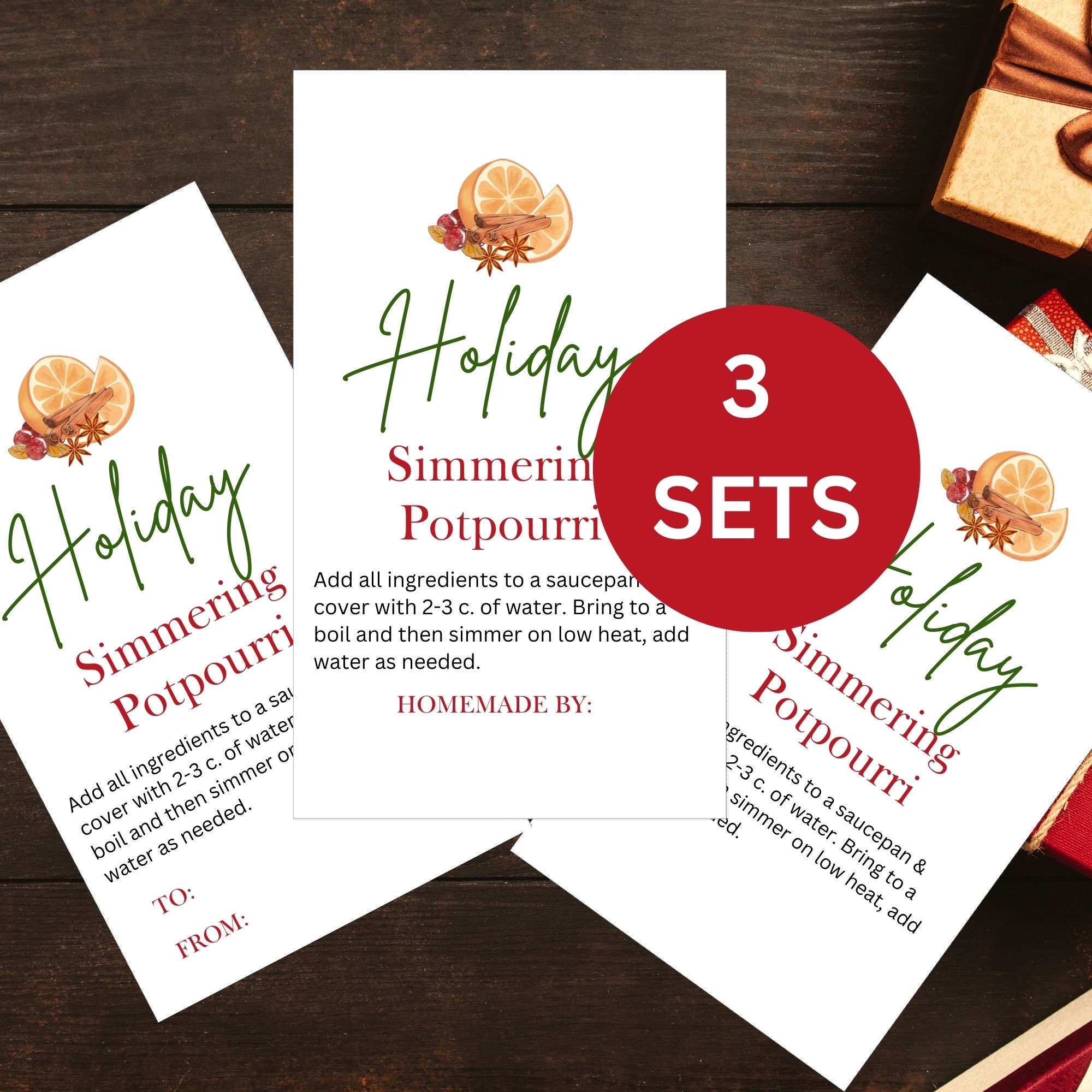 Potpourri Tag, Printable Holiday Simmering Potpourri, Stovetop ...