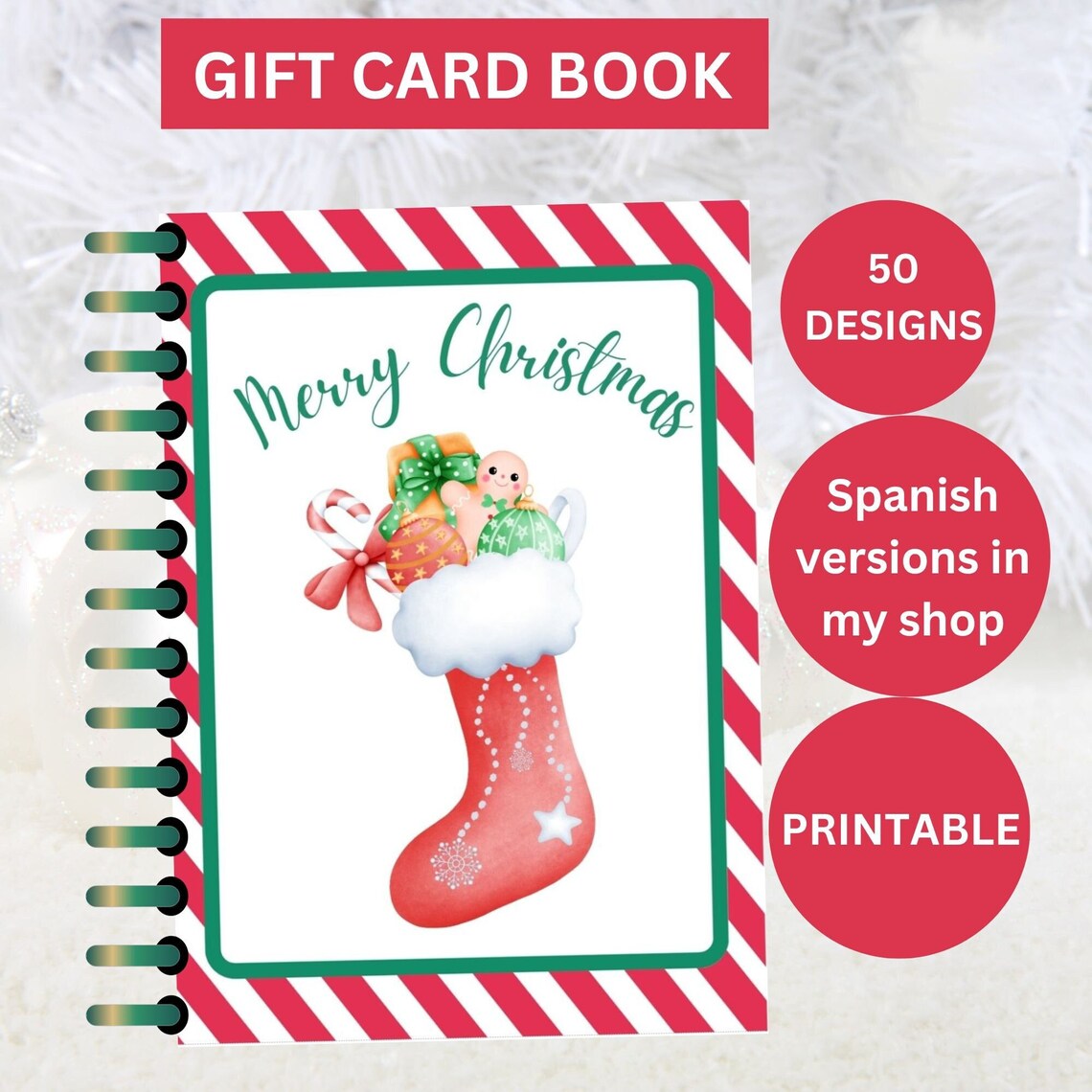 Christmas Gift Card Book, Printable Christmas Gift for Kids, Christmas ...