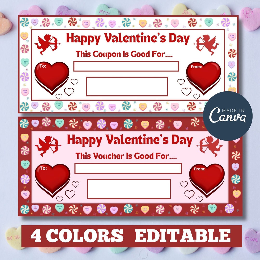 Valentines Coupon, Printable Coupon, Valentine's Day Gift, Last Minute ...