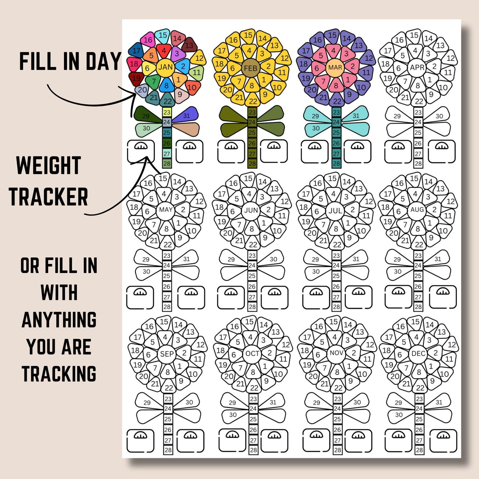 2026 Workouts Tracker Coloring Page Printable, Coloring Workout ...
