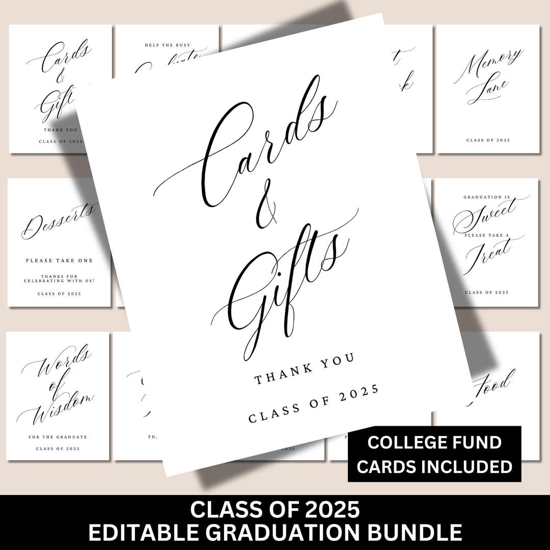 Printable Graduation Signs Bundle: Editable Table Decor (digital ...