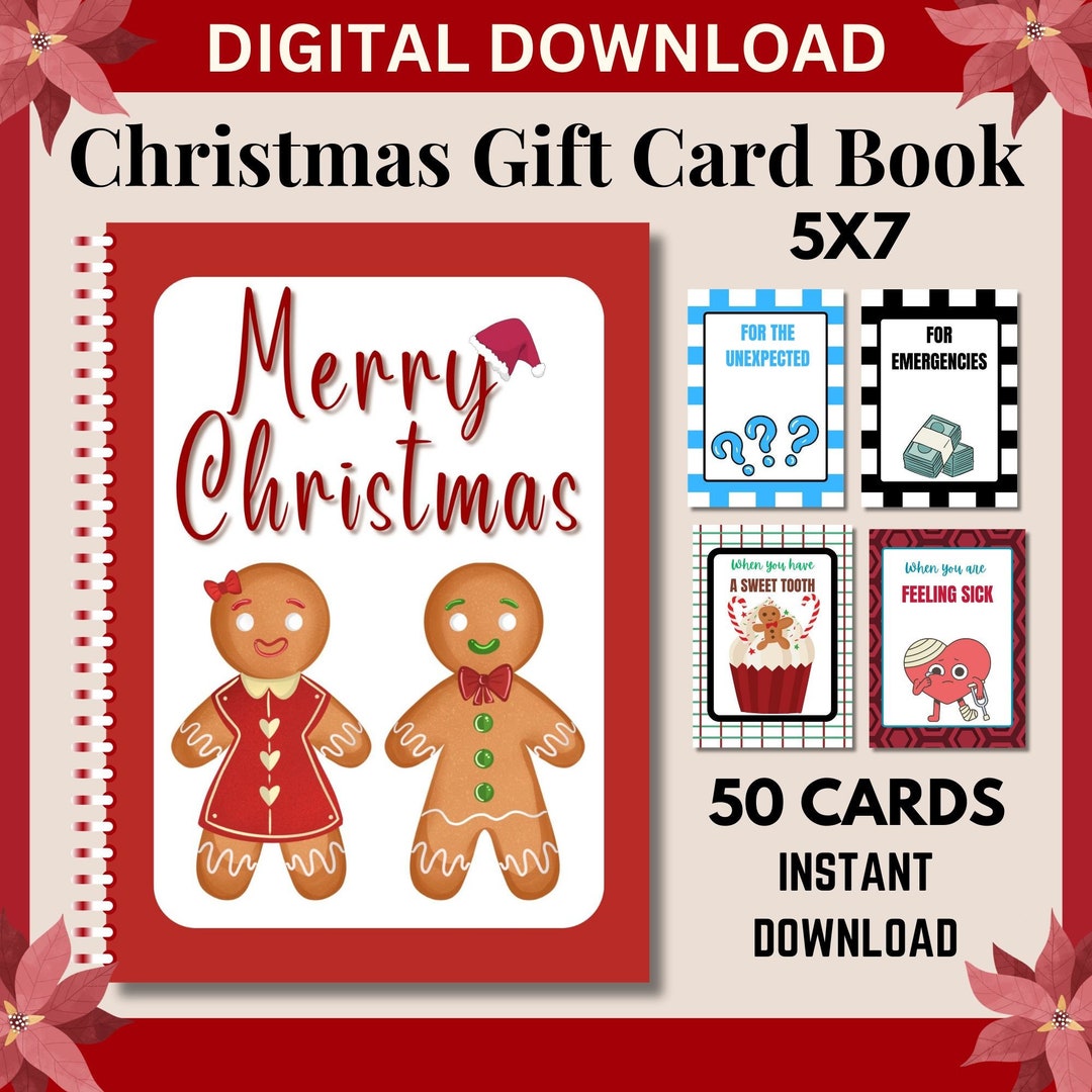 Christmas Gift Card Book, Printable Christmas Gift for Kids, Christmas ...