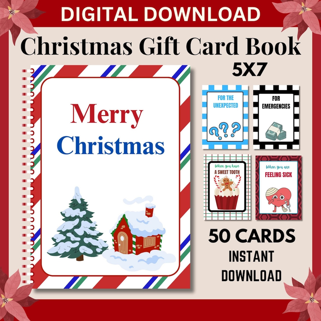 Christmas Gift Card Book, Printable Christmas Gift for Kids, Christmas ...