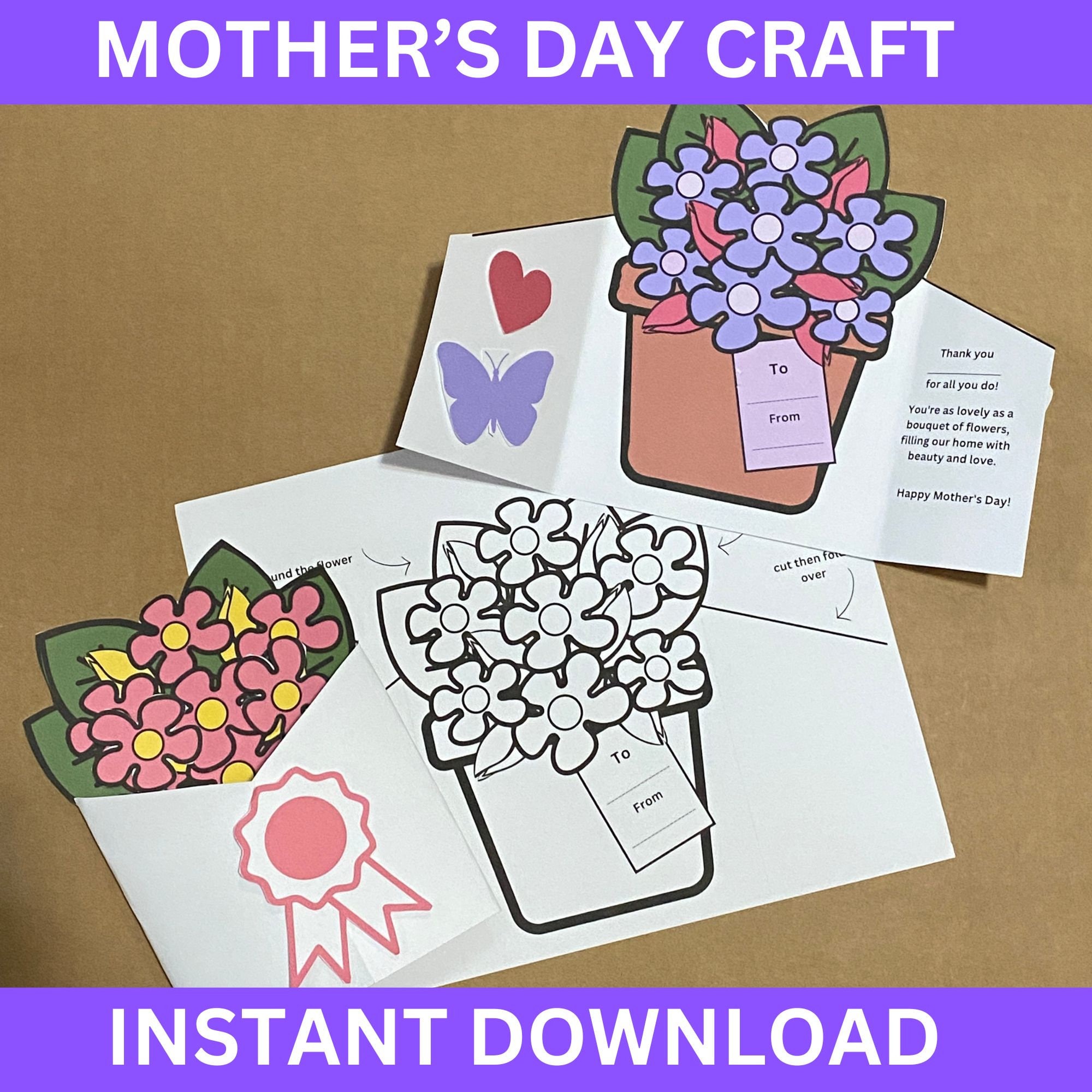 Mothers Day Craft Printable, Mothers Day Flower Craft, Mothers Day ...