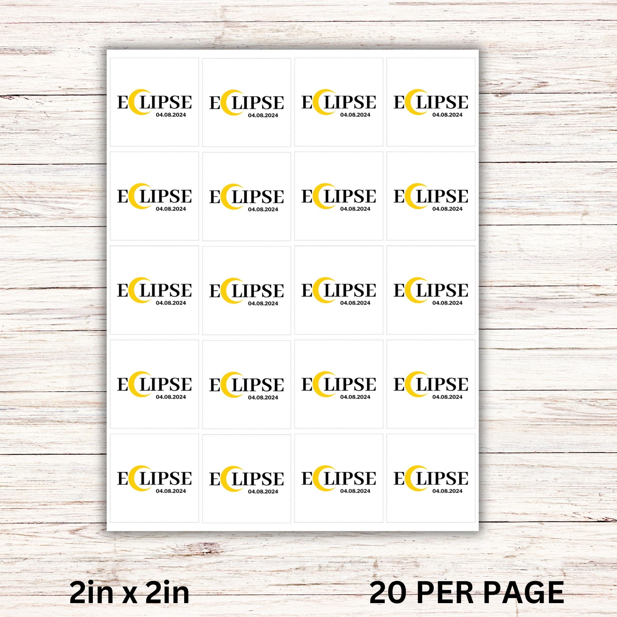 Solar Eclipse 2024 Printable Party Supplies Gift Tags, Total Lunar ...