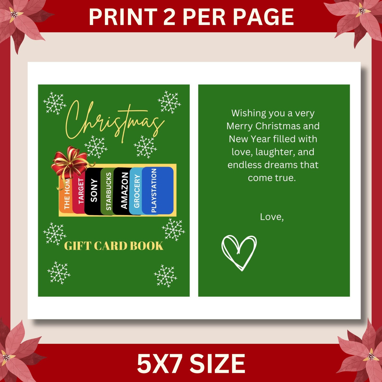 Christmas Gift Card Book, Printable Christmas Gift for Kids, Christmas ...