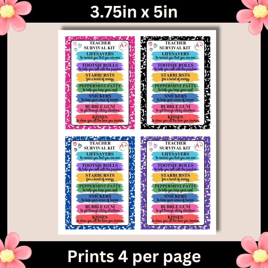 Teacher Survival Kit Tag Editable, Back to School Teacher Gift, Teacher ...