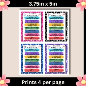 Teacher Survival Kit Tag Editable, Back to School Teacher Gift, Teacher ...