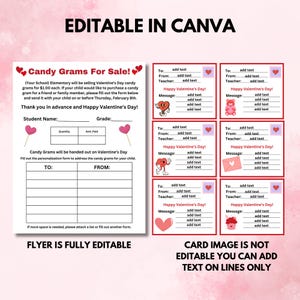 Editable Valentines Day Candy Gram Printable, Lollipop Candy Gram for ...