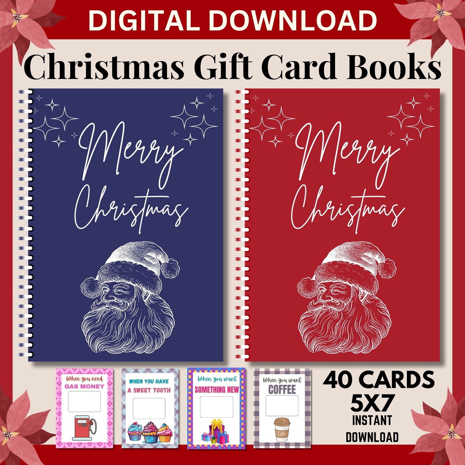 Christmas Gift Card Book, Printable Christmas Gift for Kids, Christmas ...