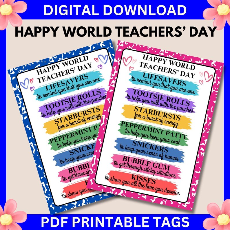 World Teachers Day Gift Tag: Printable Survival Kit (PDF) - Etsy