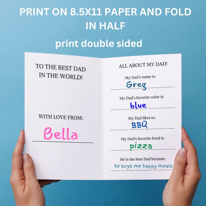 All About My Dad Printable, Fathers Day Coloring Card Printable, DIY ...