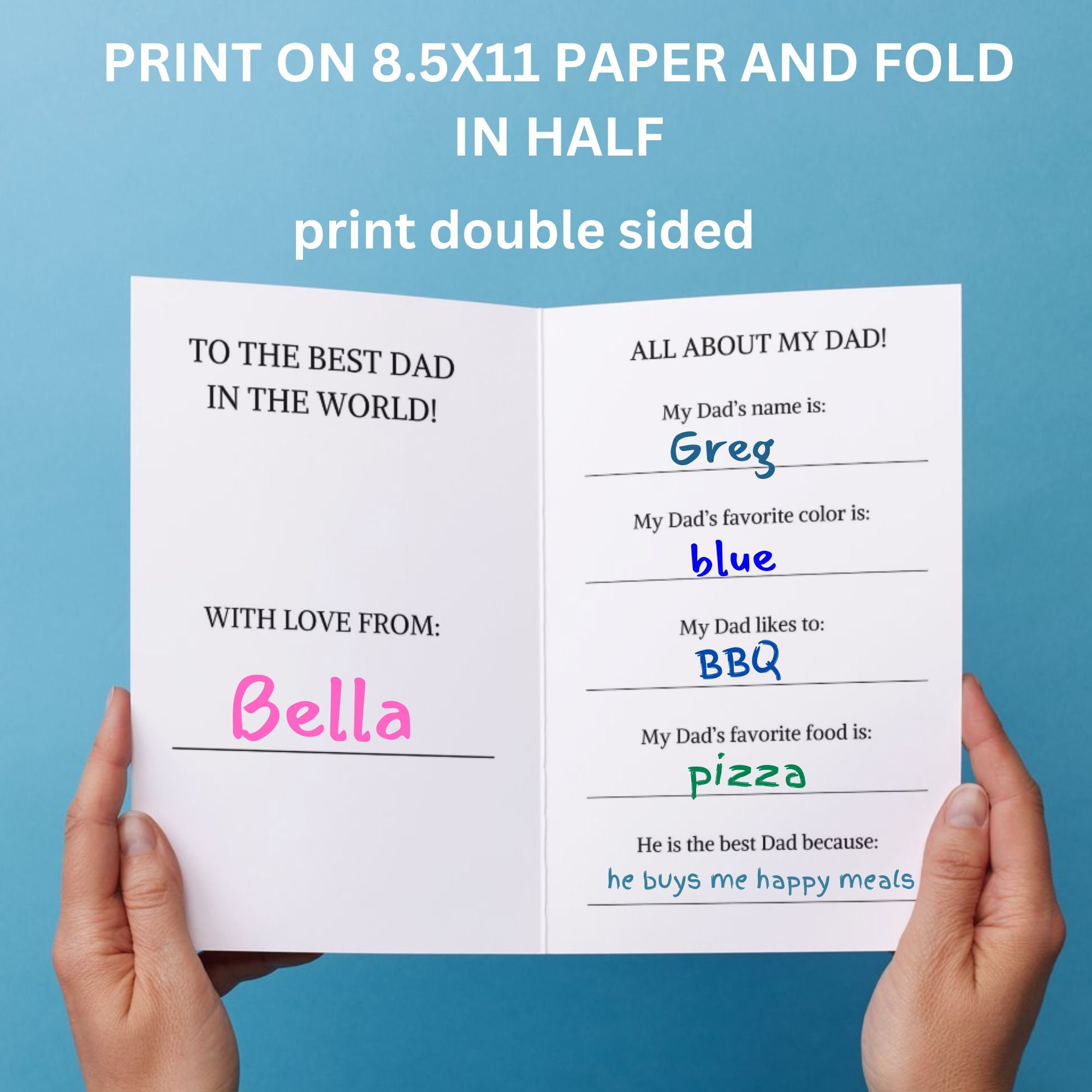 All About My Dad Printable, Fathers Day Coloring Card Printable, DIY ...