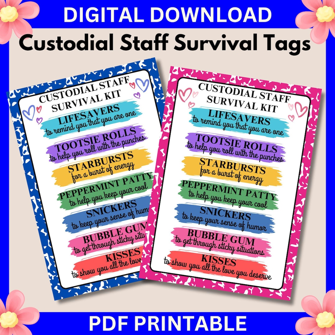 Custodian Day Gift Tags, School Custodian Staff Appreciation, Custodian ...