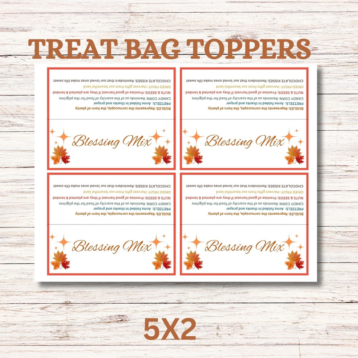 Blessing Mix Bag Topper, Blessing Mix Favor Tag, Thanksgiving Treat Bag ...