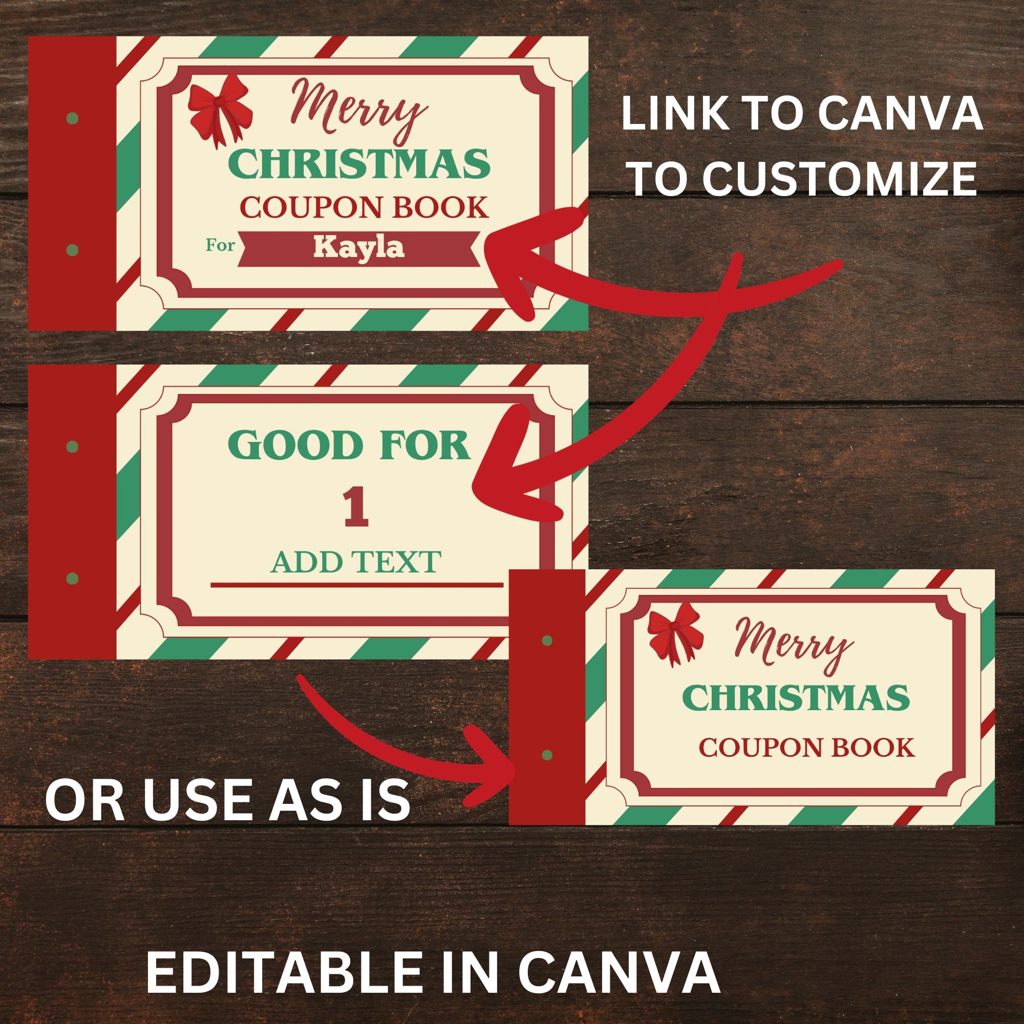 Christmas Coupon Book EDITABLE, Printable Coupon Book Template, Custom ...