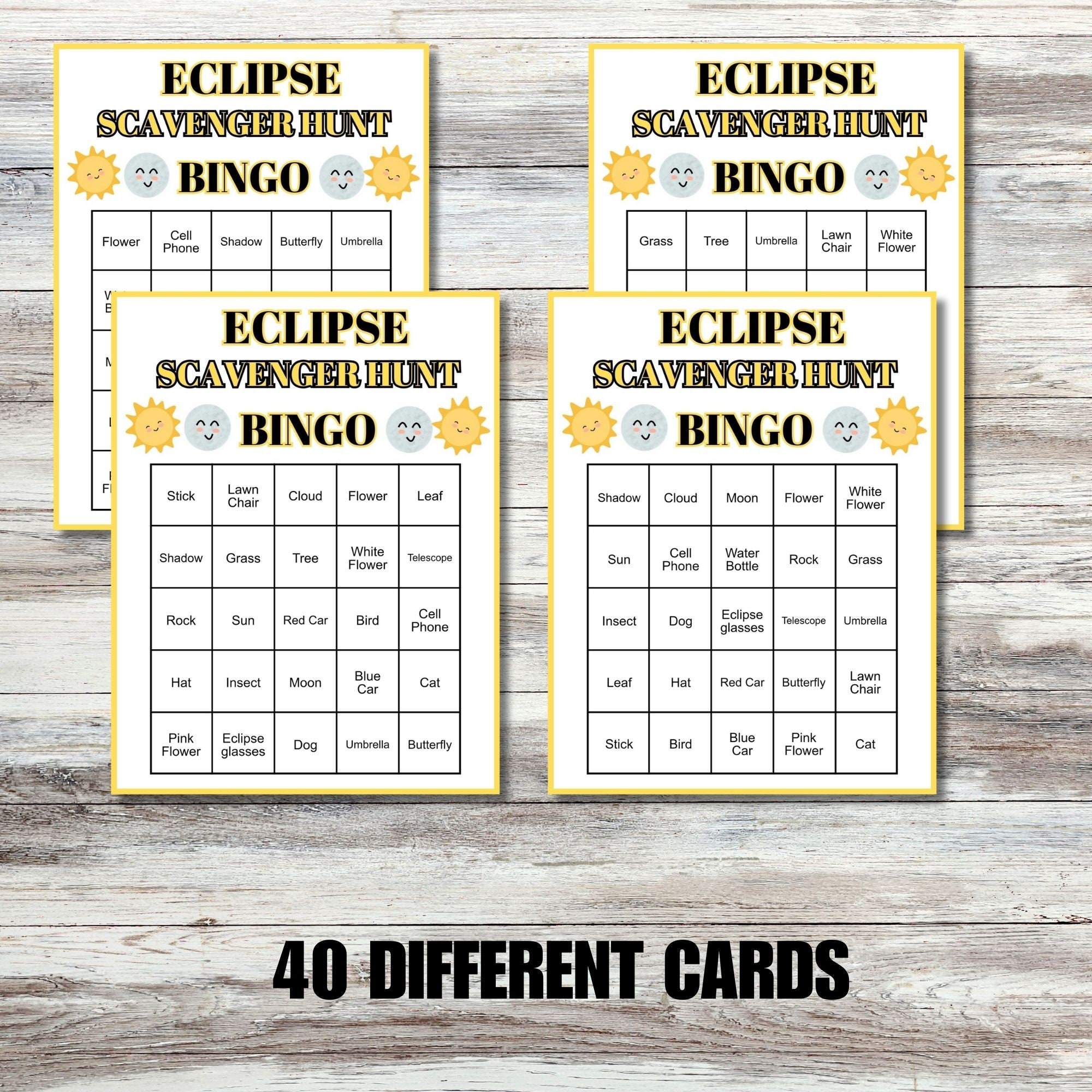 Eclipse Games, Eclipse Activities, Printable Bingo Cards, Scavenger ...