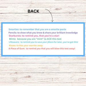 Test Day Snack Tag Survival Kit Bag Topper, Test Day Treat Bag Topper ...