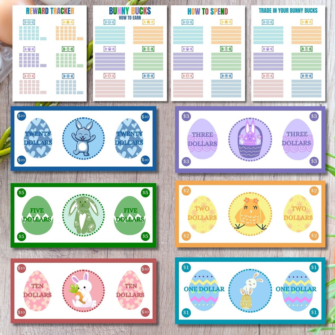 Kids Reward Bucks Editable, Printable Mom Bucks, Bunny Bucks Egg Hunt ...