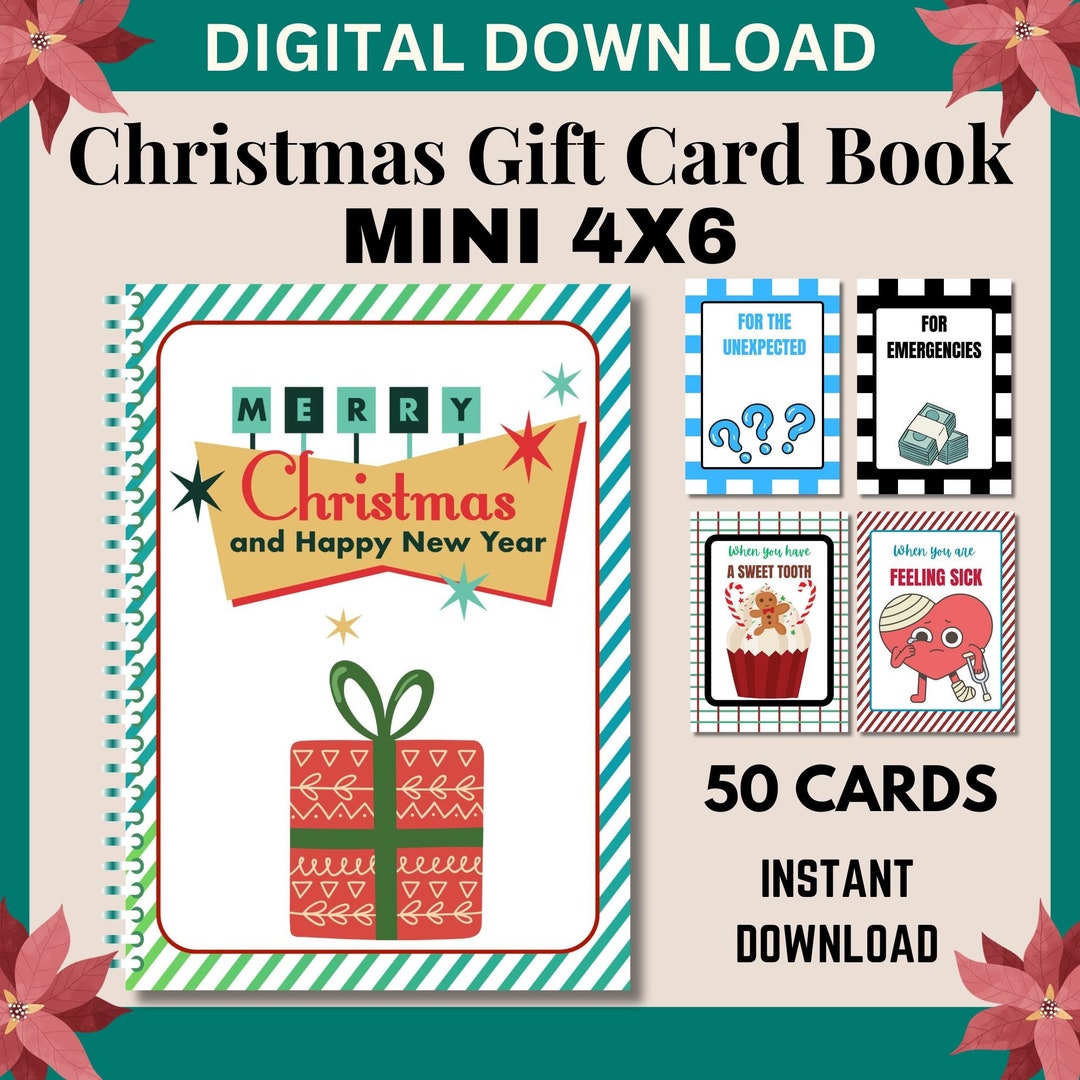 Christmas Gift Card Book, Mini Gift Card Book, Printable Christmas Gift ...