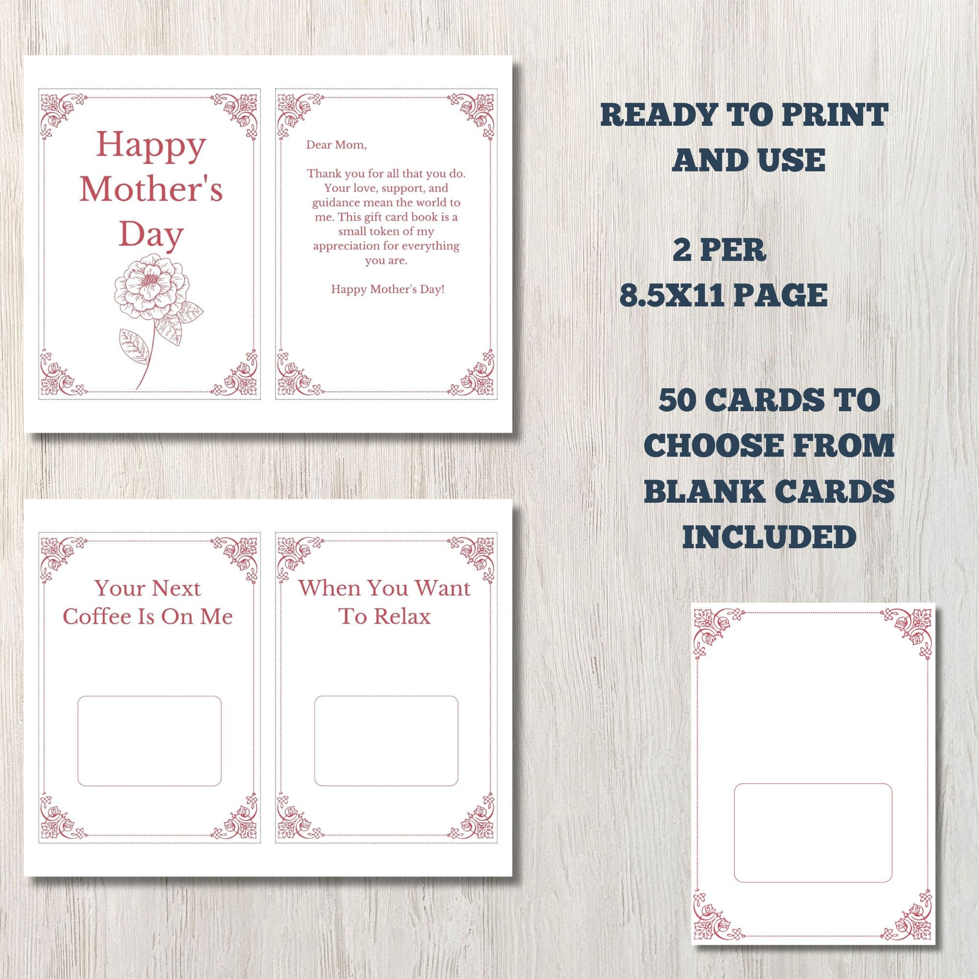 Mothers Day Gift Card Book , Mother’s Day Gift From Siblings, Printable ...